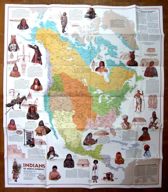 INDIANS OF NORTH AMERICA 1972 MAP NATIONAL GEOGRAPHIC POLITICAL HISTORY ...