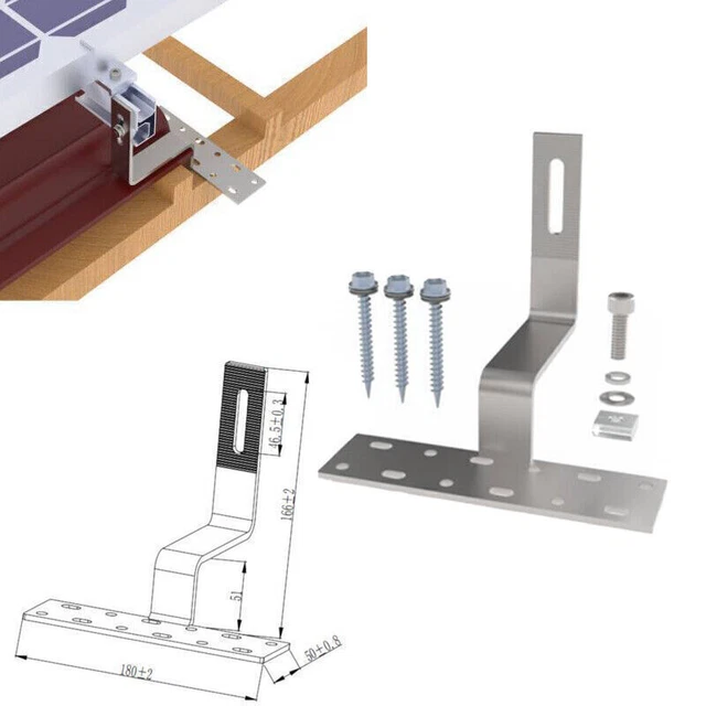 CROCHET DE TOIT réglable en inox panneau solaire photovoltaïque PV A2 ...