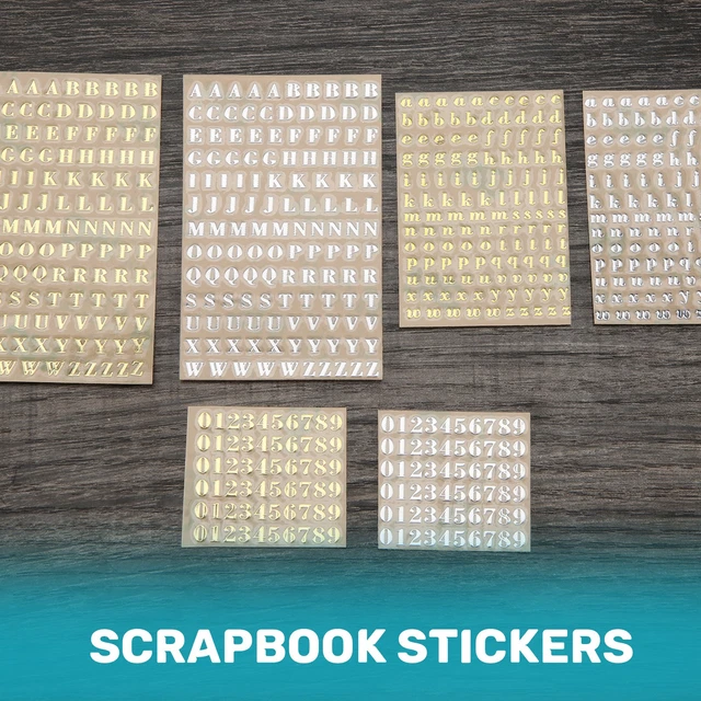 6 KLEINE 0,12 Alphabet Nummern Aufkleber, Glitzer Legierung, Sel2369 ...