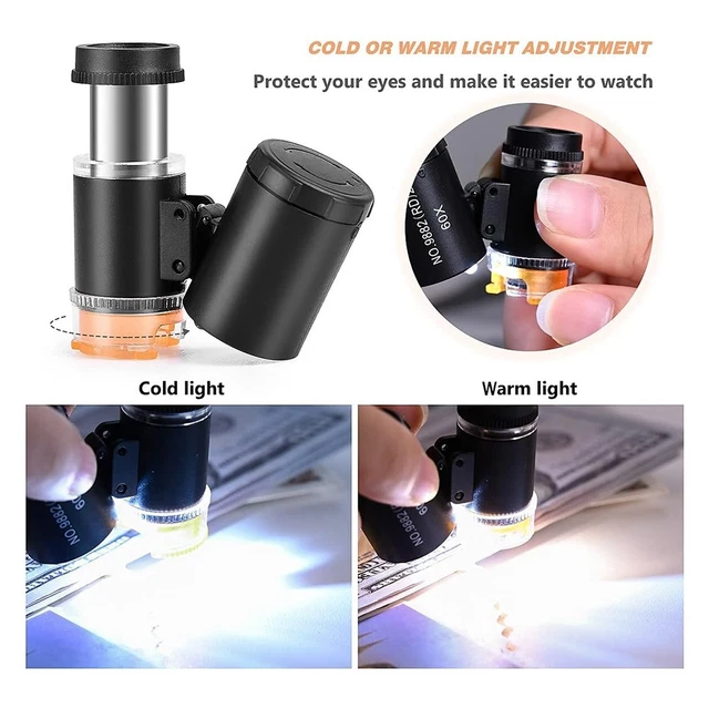 30X LOUPE MAGNIFIER and 60X Microscope, Desktop Portable Metal ...