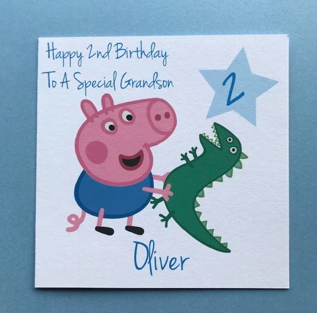 PERSONALISED GEORGE PEPPA Pig Birthday Card - Grandson Nephew Son - 1st ...