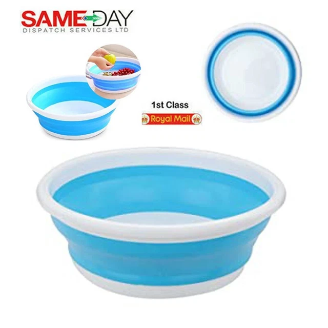 COLLAPSIBLE ROUND BOWL Wash Basin Small Space Saving Camping Washing Up ...