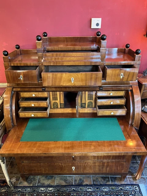 BIEDERMEIER SEKRETÄR ZYLINDERBÜRO um 1820 Nussbaum Rollbureau mit 3 Geheimfächer EUR 3.999,00 ...