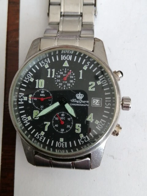 WORKS KING QUARTZ Chronograph Men's Full Metal Band 90gr Watch $29.52 - PicClick CA