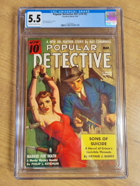 POPULAR DETECTIVE PULP Magazine March 1938 CGC 5.5 GGA Throwing Knife ...