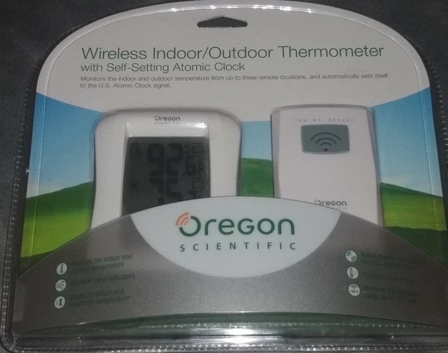 OREGON SCIENTIFIC WIRELESS Indoor/Outdoor Thermometer W/ Atomic Clock ...