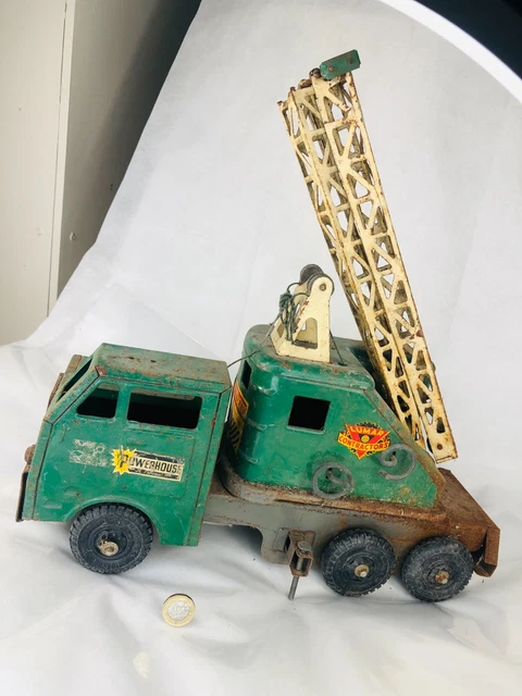 TOY CAR HUGE Crane Vintage Lumar Contractors Louis Marx & Co Tin Plate ...