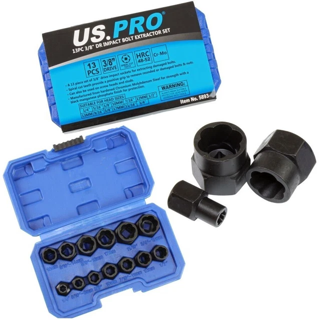 US PRO 13PC Bolt Extractor Impact Socket Set 3/8" Dr Damaged/Rounded ...
