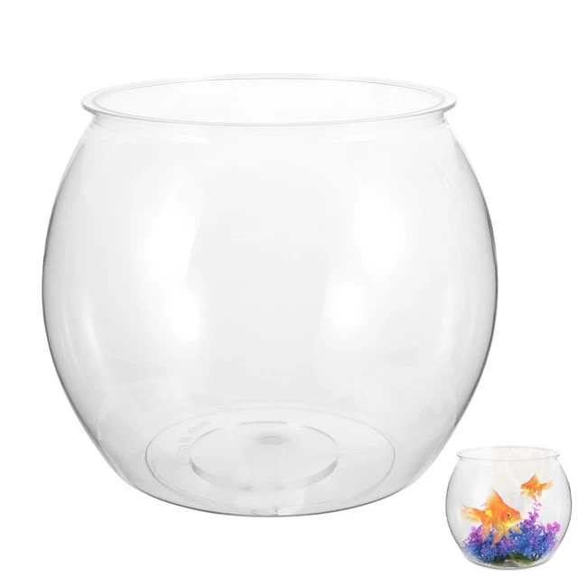 OFFICE DESK FISH Tank Small Aquarium Clear Plastic Bowl Beginner $36.50 ...