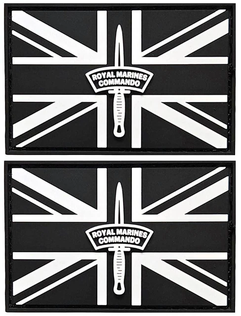 UNION JACK UK Flag Royal Marines Commando PVC Rubber Patch | 2PC Hook Back 3"x2" £11.42 ...