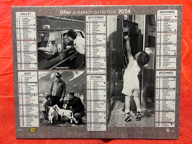 CALENDRIER ALMANANACH LA Poste 2024 Rétro noir et blanc scène de vie ...