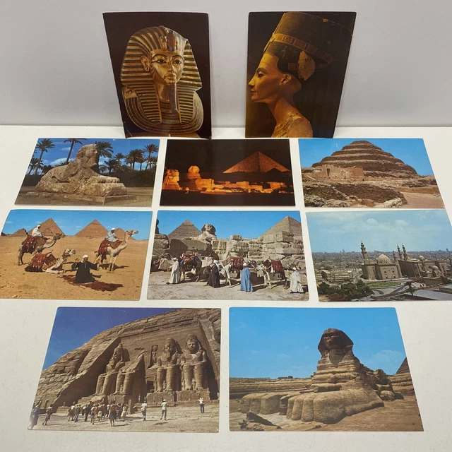 VINTAGE LOT OF 10 Egyptian Postcards-Sphinx, Tut, Pyramids, Egypt-70’s/80’s 🇪🇬 $31.11 - PicClick AU