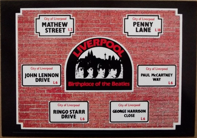 LIVERPOOL BIRTHPLACE OF The Beatles, street signs, colour postcard ...