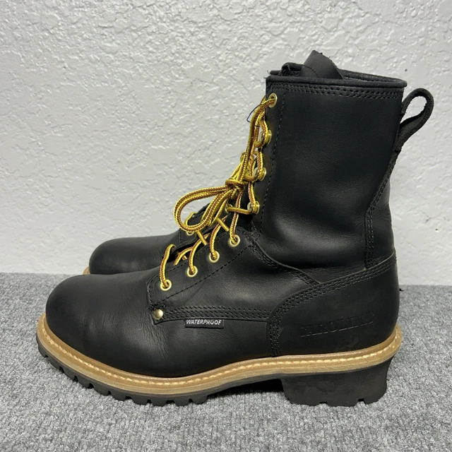 CAROLINA CA9823 ELM 8" Steel Toe Waterproof Logger Black Leather Boots ...