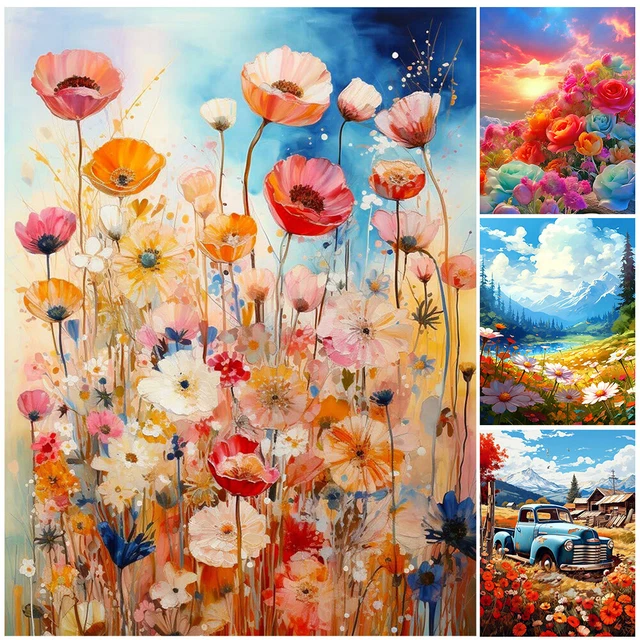 MALEN NACH ZAHLEN Kit zum Selbermachen Ölkunst Landschaften Bild Haus ...