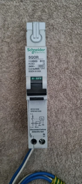 SCHNEIDER RCBO 10 Amp 30mA Type 10a SQOR Qwikline Square D SQOR110B03 ...