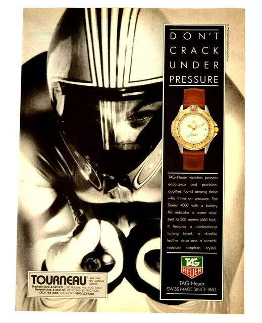 1990 TAG HEUER Watch Advertisement Skiing Don't Crack Pressure Vtg ...