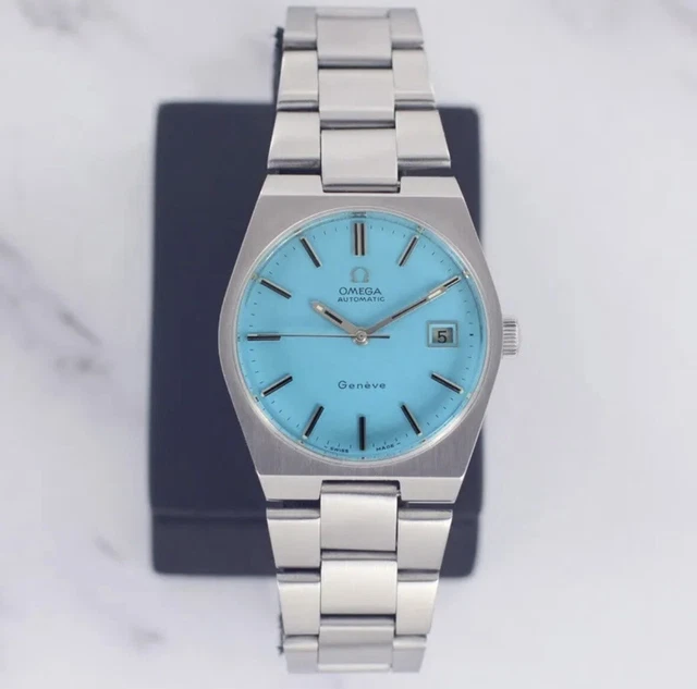 STUNNING & RARE Omega Geneve Automatic Sky Blue Vintage Mens Watch £ ...