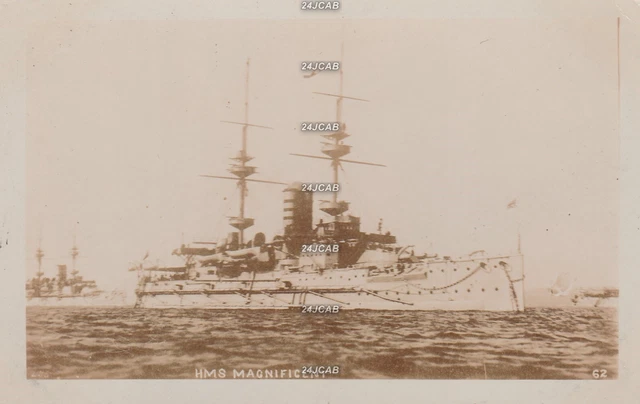 ROYAL NAVY RP Postcard. HMS "Magnificent" Battleship. WW1. Port. c 1905 ...