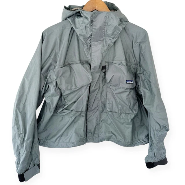 PATAGONIA SST GREEN/GRAY Wading Fly Fishing Hooded Rain Jacket #81796 ...