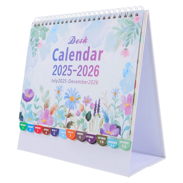 DESK CALENDAR 2025-2026 July 2025 - December 2026 Standing Flip ...