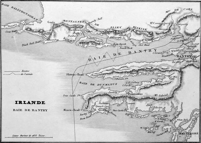 CARTE - BAIE de BANTRY - PLAN de l'EXPÉDITION d'IRLANDE (1796 ...