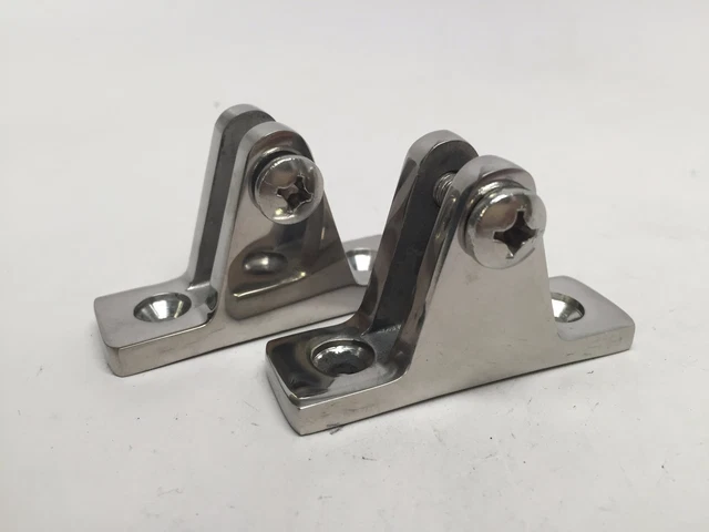 2 PCS MARINE Boat Bimini Top Fitting SS 316 90 Deg Deck Hinge 7/8X2" 22 ...