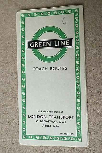 GREEN LINE COACHES BUS ROUTE MAP March 1951 - 251/411D/100,000 London ...