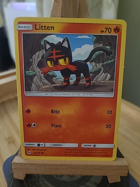 POKÉMON TRADING CARD Game Litten Sun And Moon Base Set Card #24/149 EUR ...