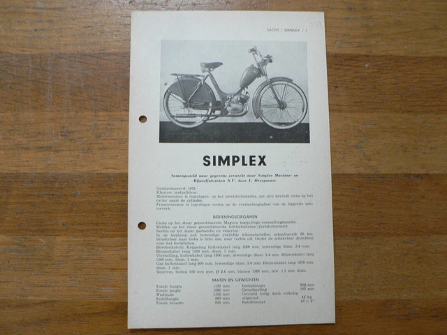 SIMPLEX 1953 ONWARDS Service And Repair Guide Bromfiets Moped Mofa ...