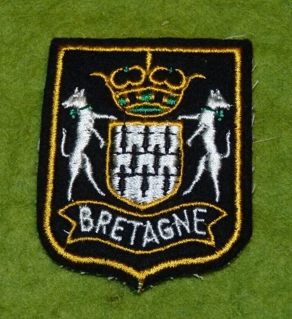 ANCIEN ÉCUSSON À coudre en feutre brodé Blason de Bretagne Neuf Vintage patch EUR 5,00 - PicClick FR