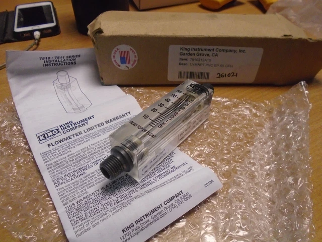KING INSTRUMENTS 7510 Series Acrylic Tube Flowmeter 7510212A10 NEW UK ...