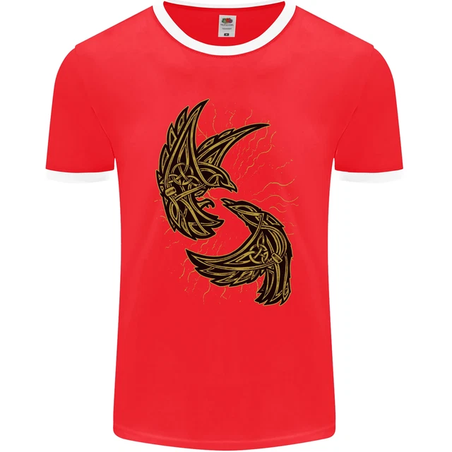 THE VIKING CORBEAU Symbole Odin Ragnar Tribal Hommes Contraste T-Shirt ...