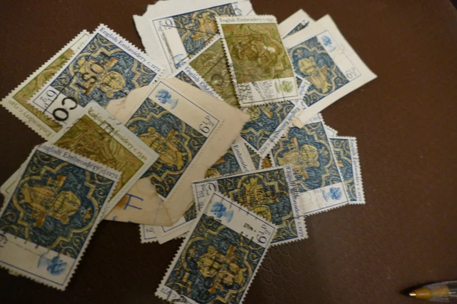 10 ENGLISH EMBROIDERY British UK commemorative postage stamps philately ...