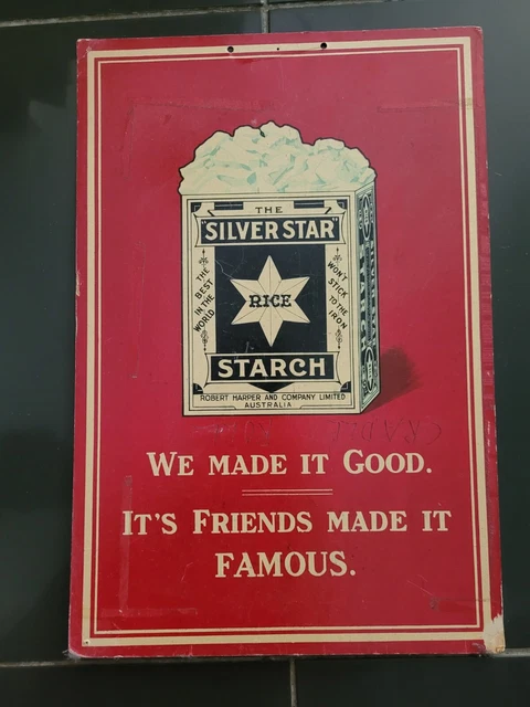 AUSTRALIAN SILVER STAR Starch Cardboard Hanging Sign By Robert Harper ...