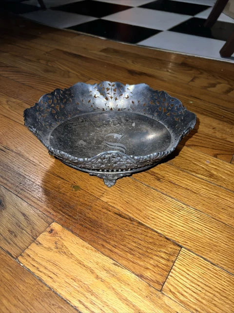 VINTAGE WOODMAN COOK co. silver plates initialed S lattice bowl not ...