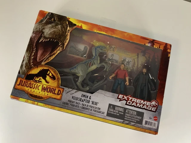 MATTEL JURASSIC WORLD Dominion Owen Grady Velociraptor Blue Rain ...