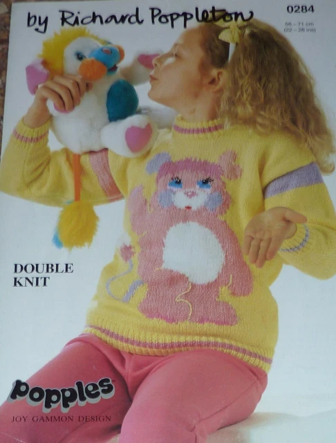 RICHARD POPPLETON KNITTING Pattern Girl's DK POPPLE'S Motif Sweater ...