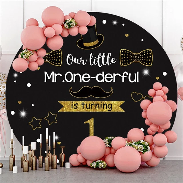 OUR LITTLE MR Is Turning 1 Happy Birthday Round Backdrop $37.90 ...