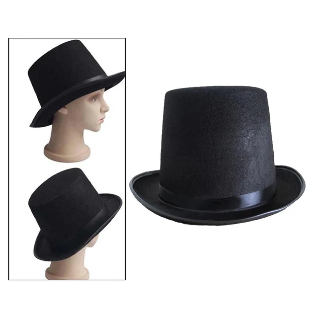 BLACK FELT TOP Hat Headwear for Fancy Dress Costumes Accessory 61cm £9. ...