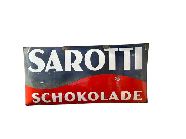 SAROTTI SCHOKOLADE EMAILSCHILD ca. 60 x 122 cm original Emaille Schild ...