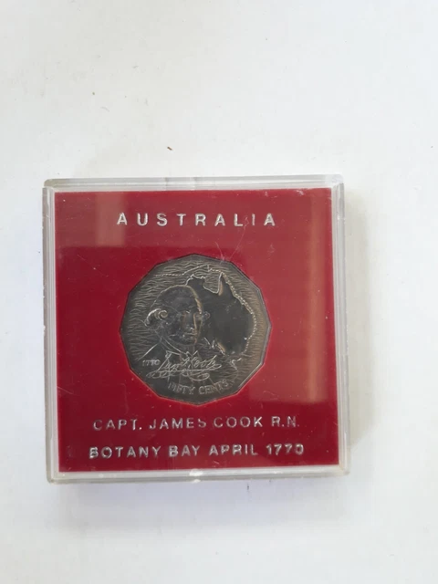 1970 AUSTRALIA CAPTAIN Cook Bicentenary 50 Cent Specimen Red Coin Unc ...