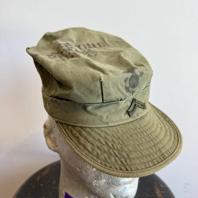 WWII USMC MARINE Corps P44 HBT Cap Hat Stenciled Named £292.20 ...