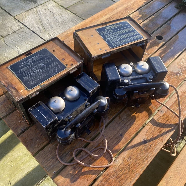 WW2 BRITISH ARMY Pair Of Field Telephone Sets F Wwii Radio Wireless ...