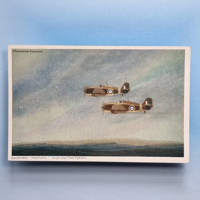 WW2 AIRCRAFT POSTCARD C1940 RAF Grumman Martlett Scarce Colour Tint ...