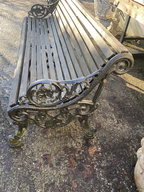 HEAVY CAST IRON garden bench Antique 2 Meter Victorian Foundry ...