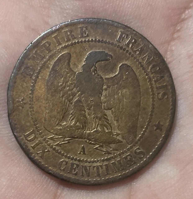 CINQ 5 CENTIMES Napoleon 1863 D Lyon France Rare 5c Eagle Old Bronze ...