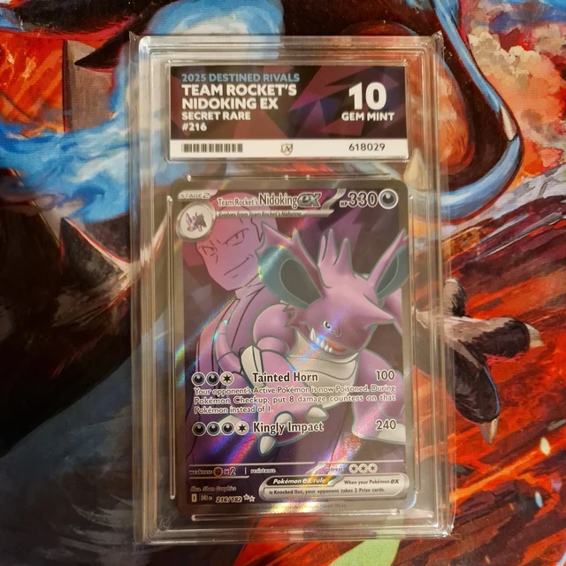 POKÉMON TCG TEAM Rocket's Nidoking Ex 216/182 Secret Rare Ace 10 Gem ...