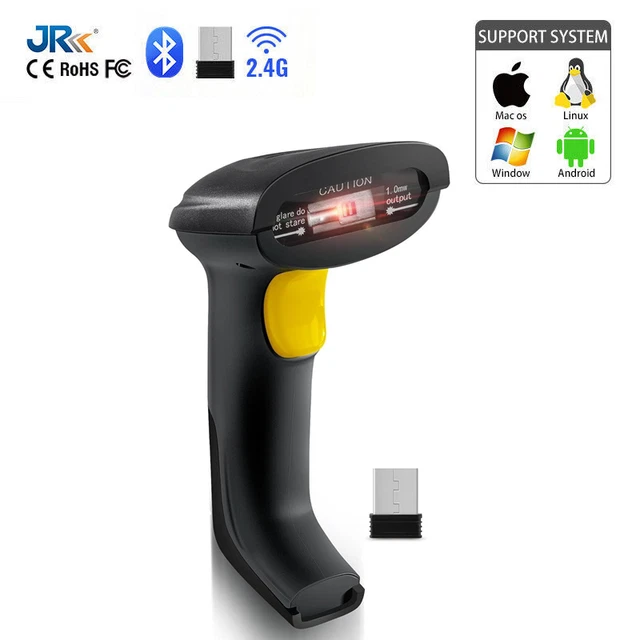 JR 2.4GHZ WIRELESS Barcode Scanner Bluetooth Cordless 2D Barcode Reader ...