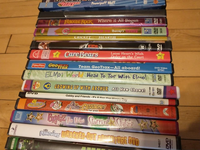 LOT OF 25 kids cartoon dvd's hulk Cinderella care bear cousins Barney ...